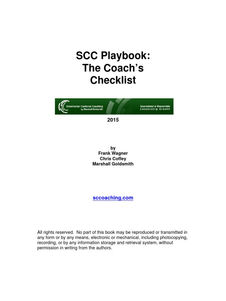 SCC Coaching Playbook Checklist | PDF | Leadership | Goal