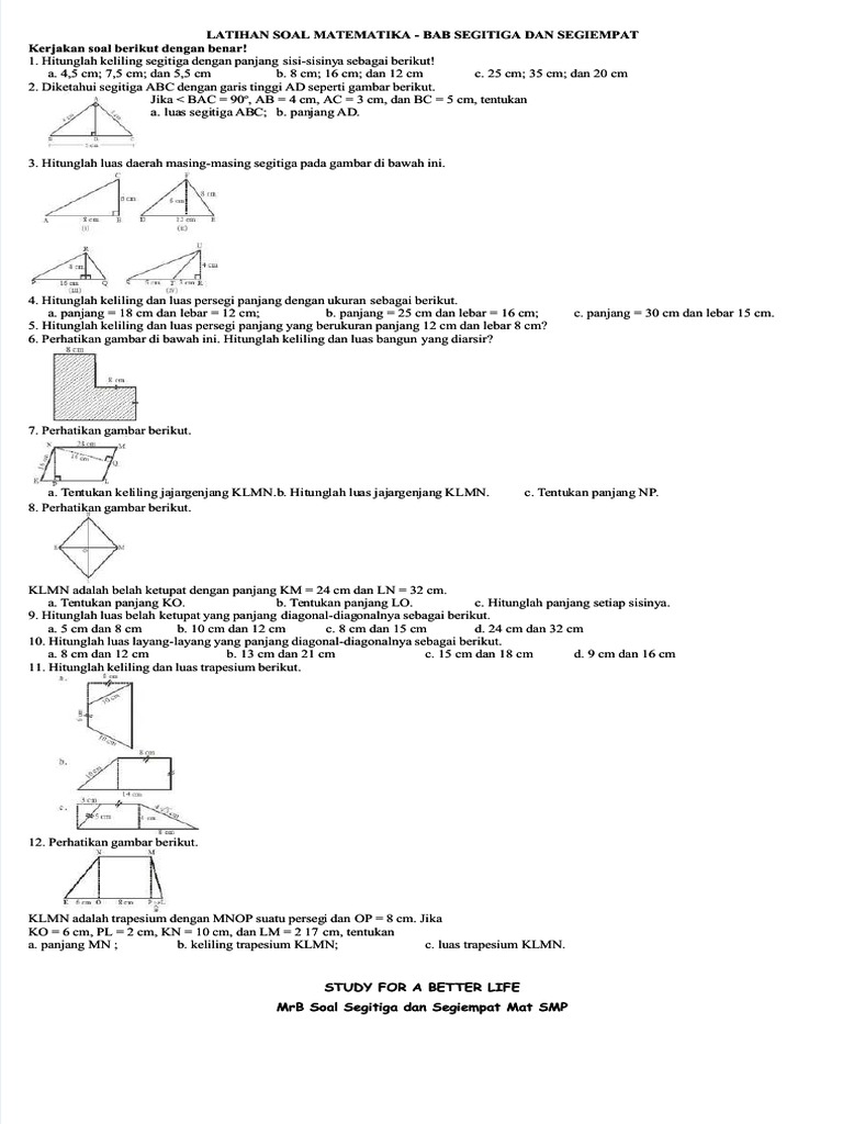 Soal Segitiga Dan Segiempat | PDF
