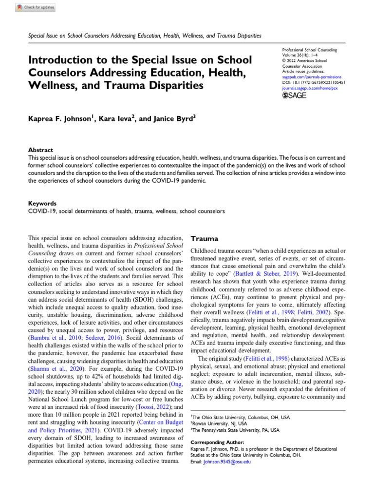 Journal Article | PDF | School Counselor | Psychological Trauma
