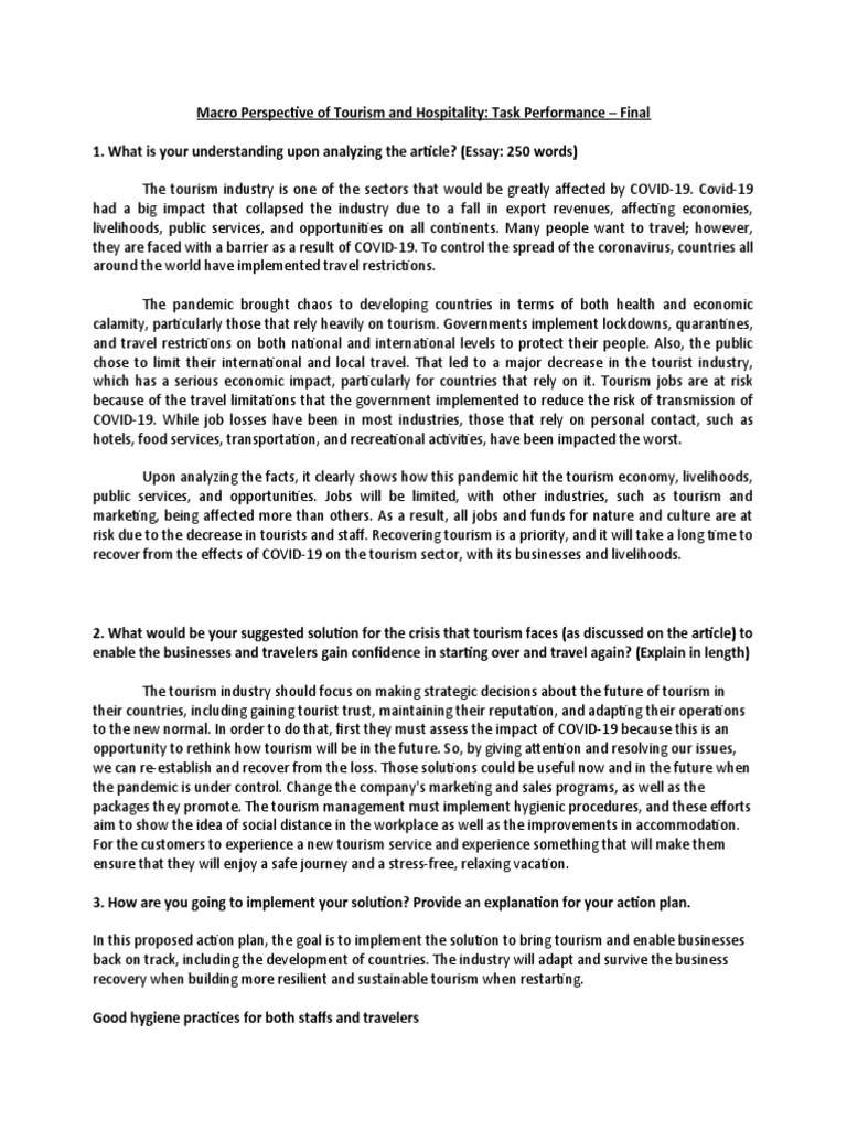 FINAL - Performance Task | PDF | Tourism | Unemployment