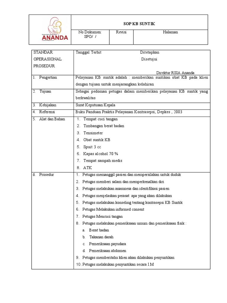 Sop KB Suntik | PDF