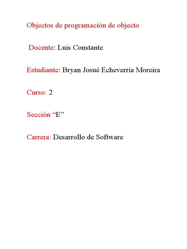 Objectos de Programación de Objecto | PDF | Crecimiento personal y ...