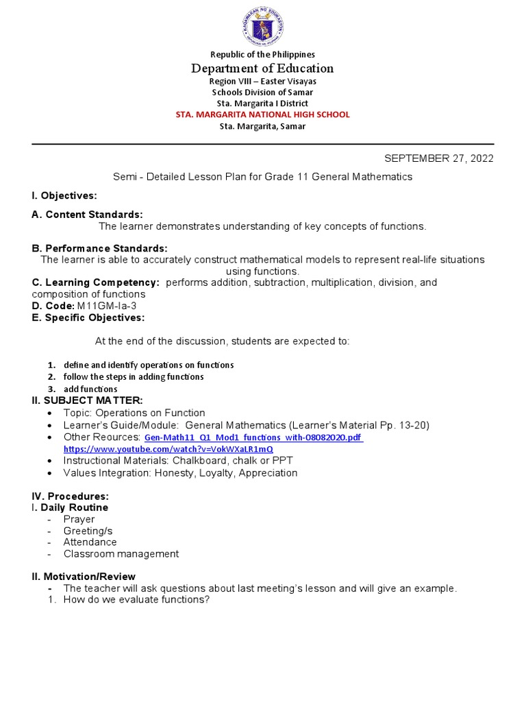 Operations On Functions - Addition | PDF | Teachers | Learning