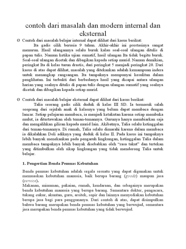 Contoh Dari Masalah Dan Modern Internal Dan Eksternal | PDF