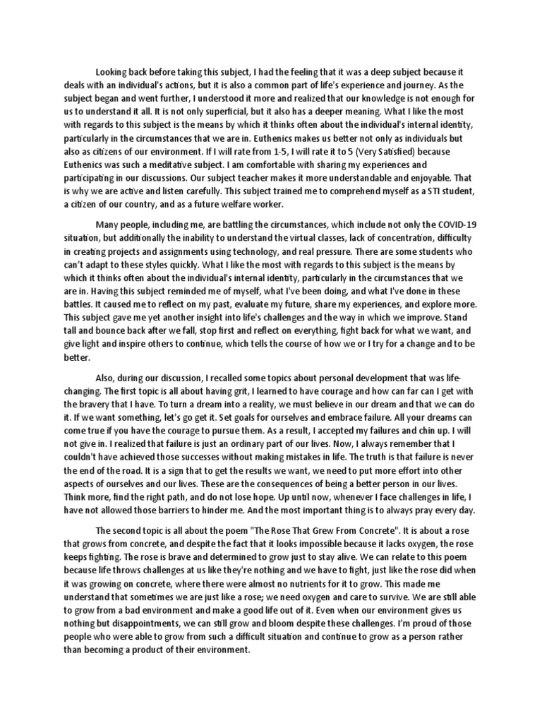 Looking Back Before Taking This Subject | PDF | Dream | Psychological ...