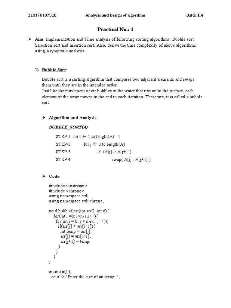 Pracrical-1 (ANALYSIS AND DESIGN OF ALGORITHMS) | PDF | Computing ...