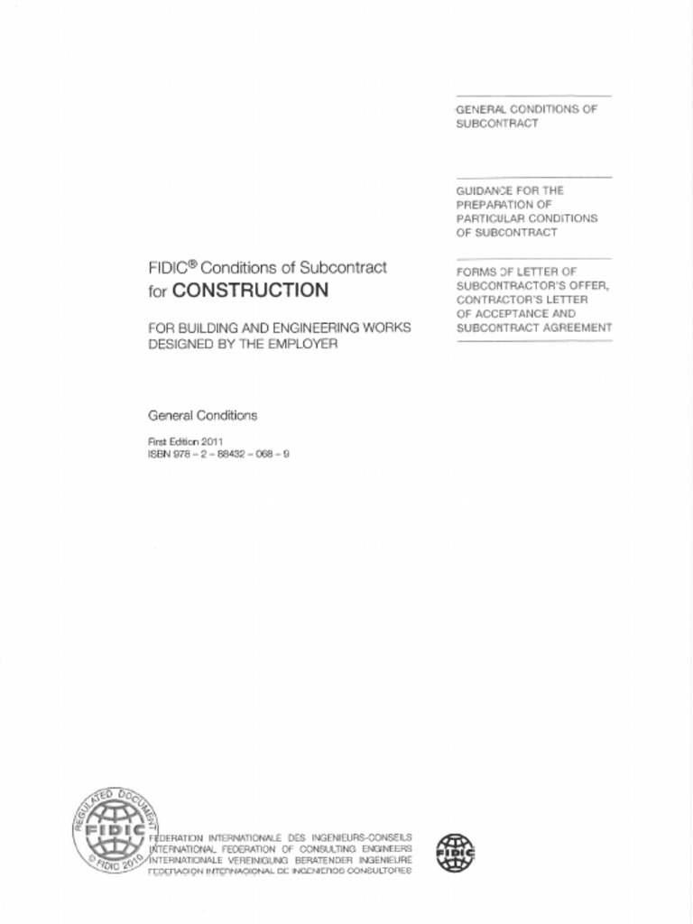 FIDIC Conditions of Subcontract Agreement 2011 | PDF