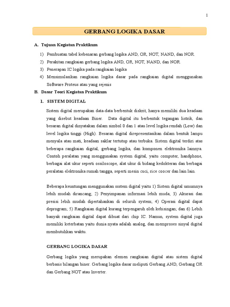 Praktikum Gerbang Logika Dasar | PDF