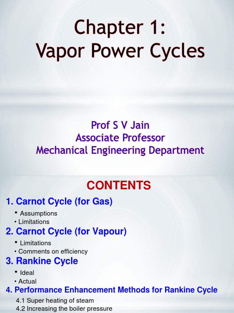 Chapter 1 Vapor Power Cycles - Complete | PDF | Steam | Energy Conversion