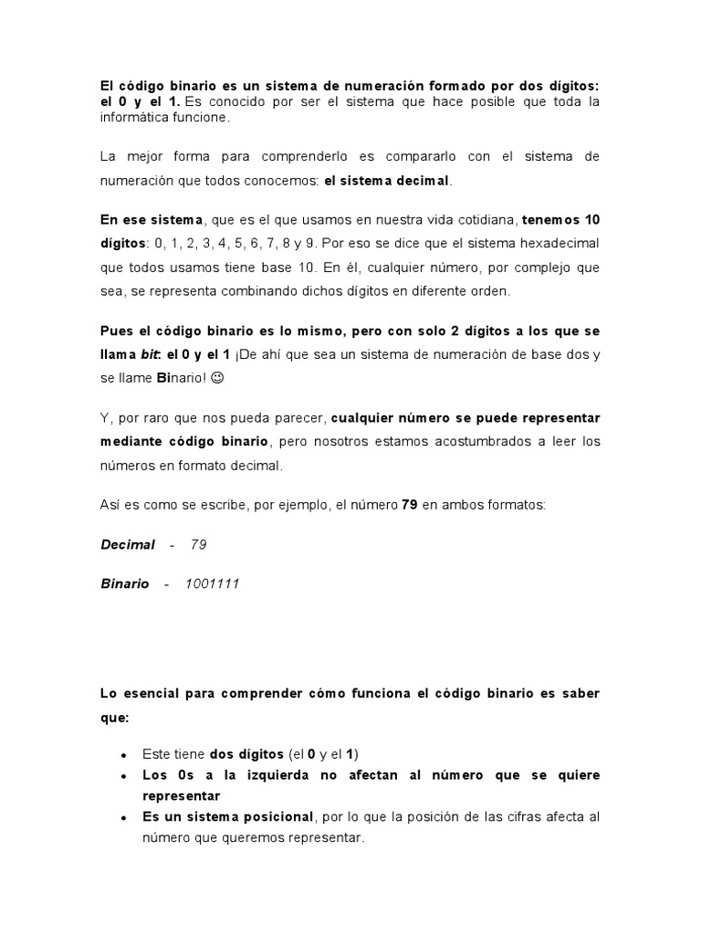 El Código Binario | PDF | Poco | Ascii