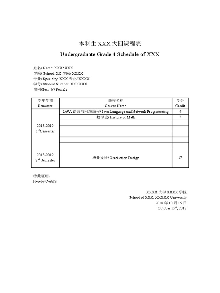 Final Year Module List 模板 | PDF