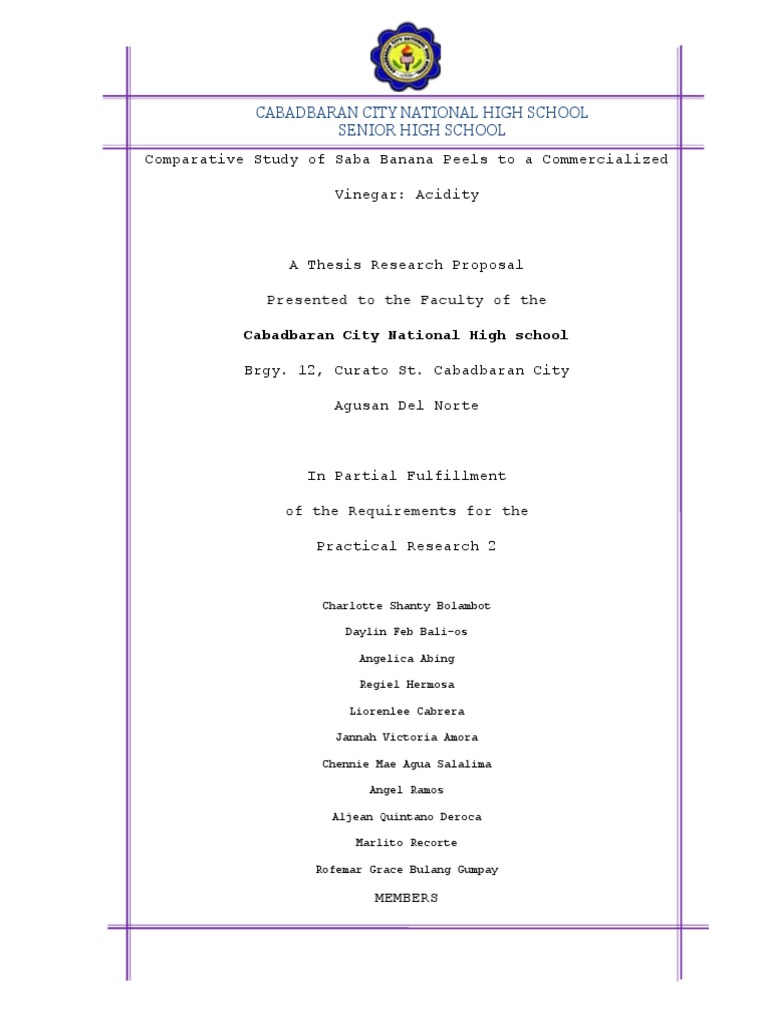 Comparative Study of Saba Banana Peels and Commercial Vinegar | PDF ...