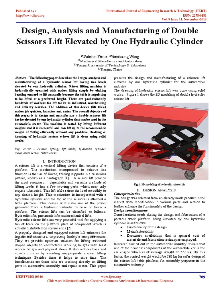 Design Analysis and Manufacturing of Double Scisso | PDF | Elevator ...