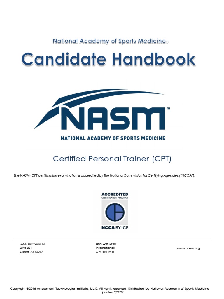 NASM Candidate Handbook 1-2021 | PDF | Test (Assessment) | Personal Trainer