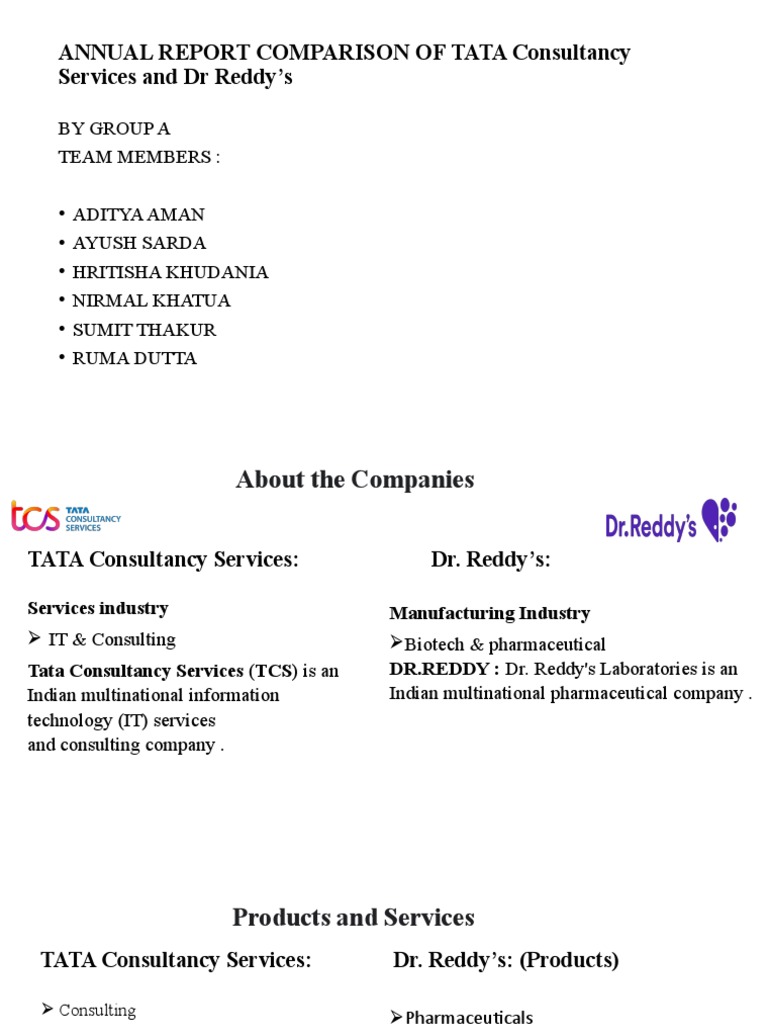 TCS vs Dr. Reddy's: Annual Report Analysis | PDF | Expense | Income ...