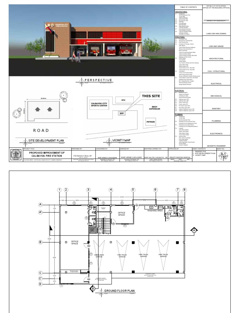 Calbayog Fire Station Design Plans | PDF | Beam (Structure) | Economic ...