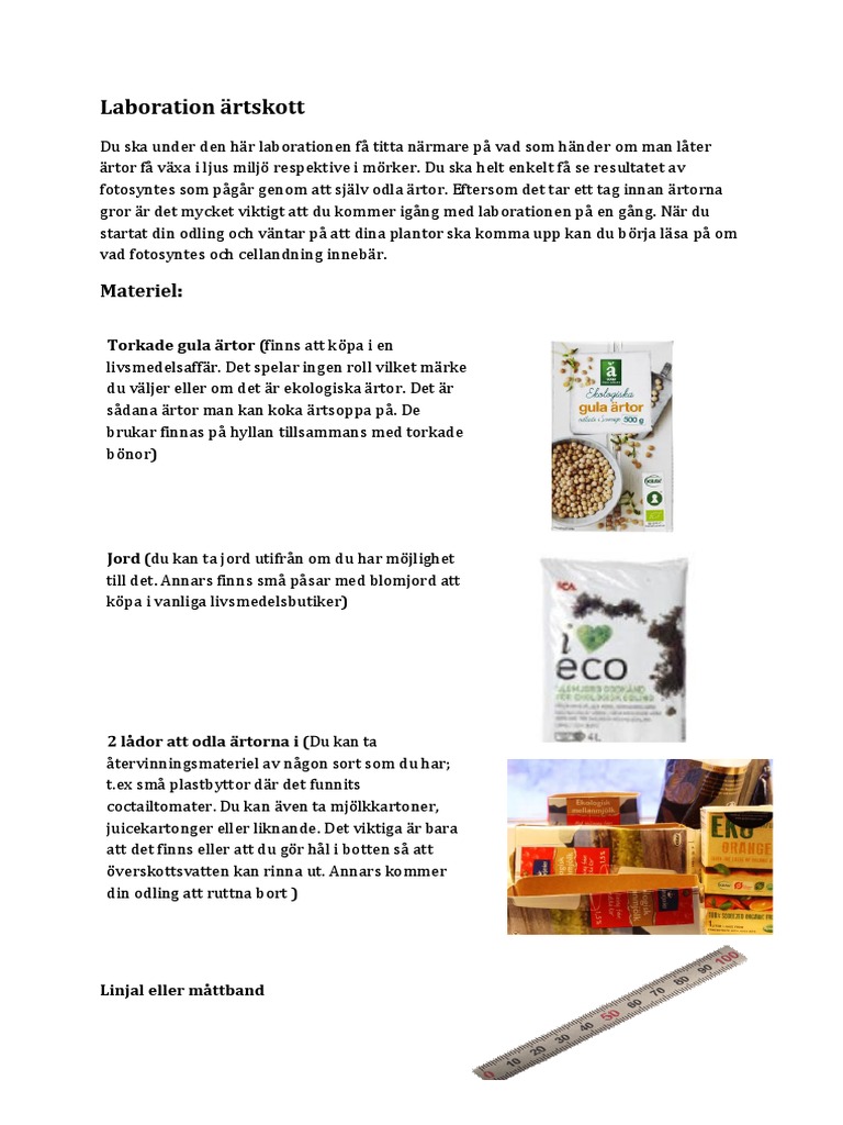 Odling Av Ärtskott Instruktioner | PDF