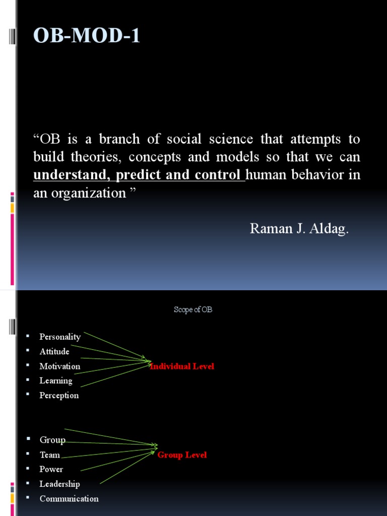 OB Module 1 (MBA) | PDF | Organizational Behavior | Experiment