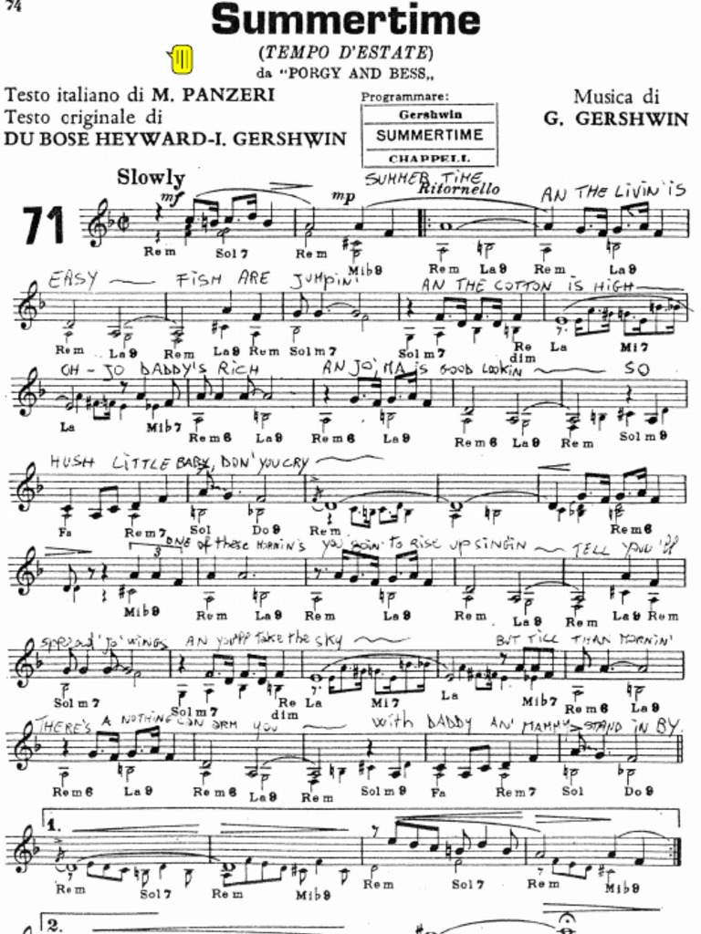 Summertime - Gershwin-Slow Colonne Sonore | PDF