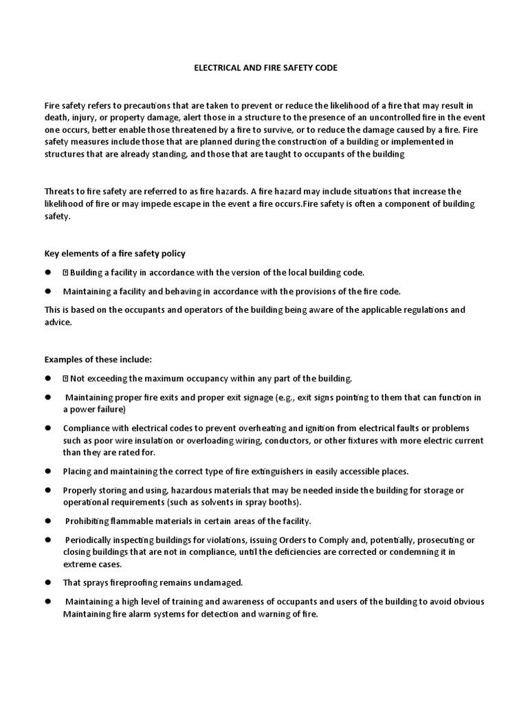 Electrical and Fire Safety Guidelines | PDF | Fire Safety | Safety