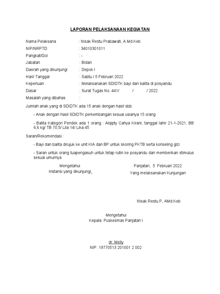 SPJ Kunjungan Sdidtk | PDF | Kesehatan Holistik