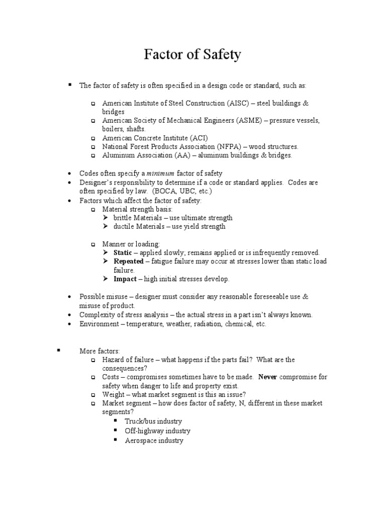 Understanding Factor of Safety in Design | PDF | Strength Of Materials ...