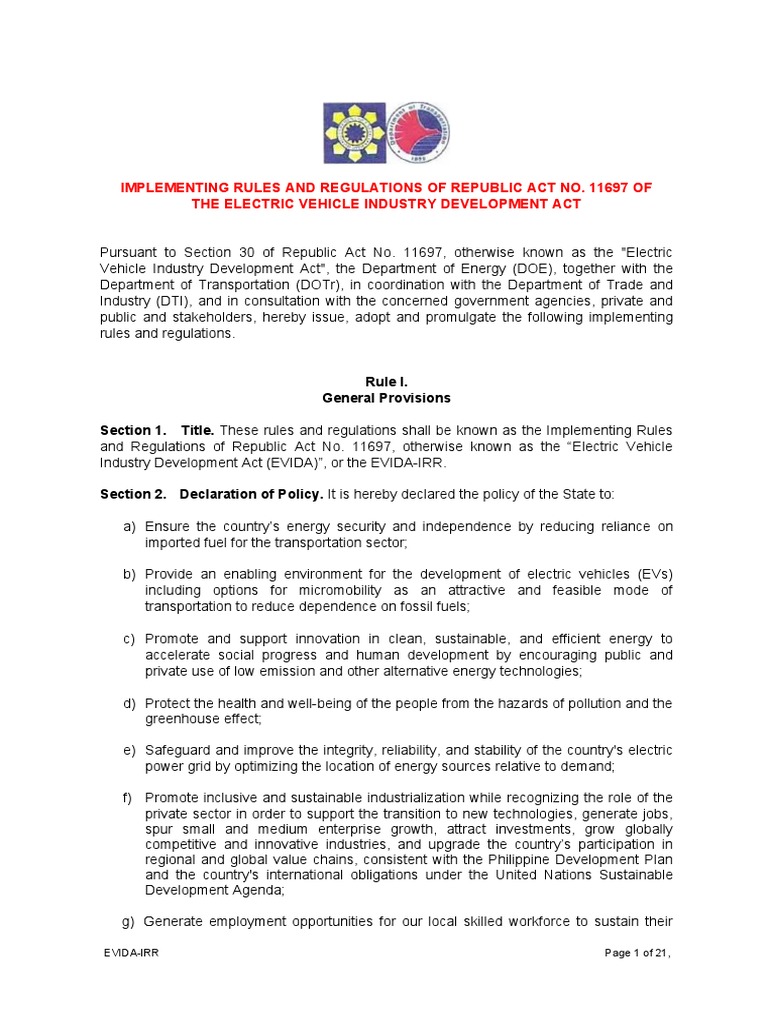 Irr Ra 11697 | PDF | Electric Vehicle | Plug In Hybrid