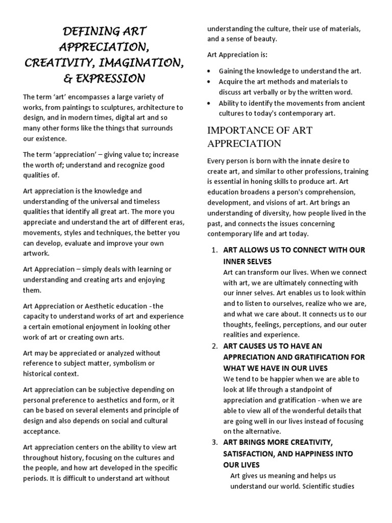 Lesson 4 Defining Art Appreciation | PDF | The Arts | Creativity