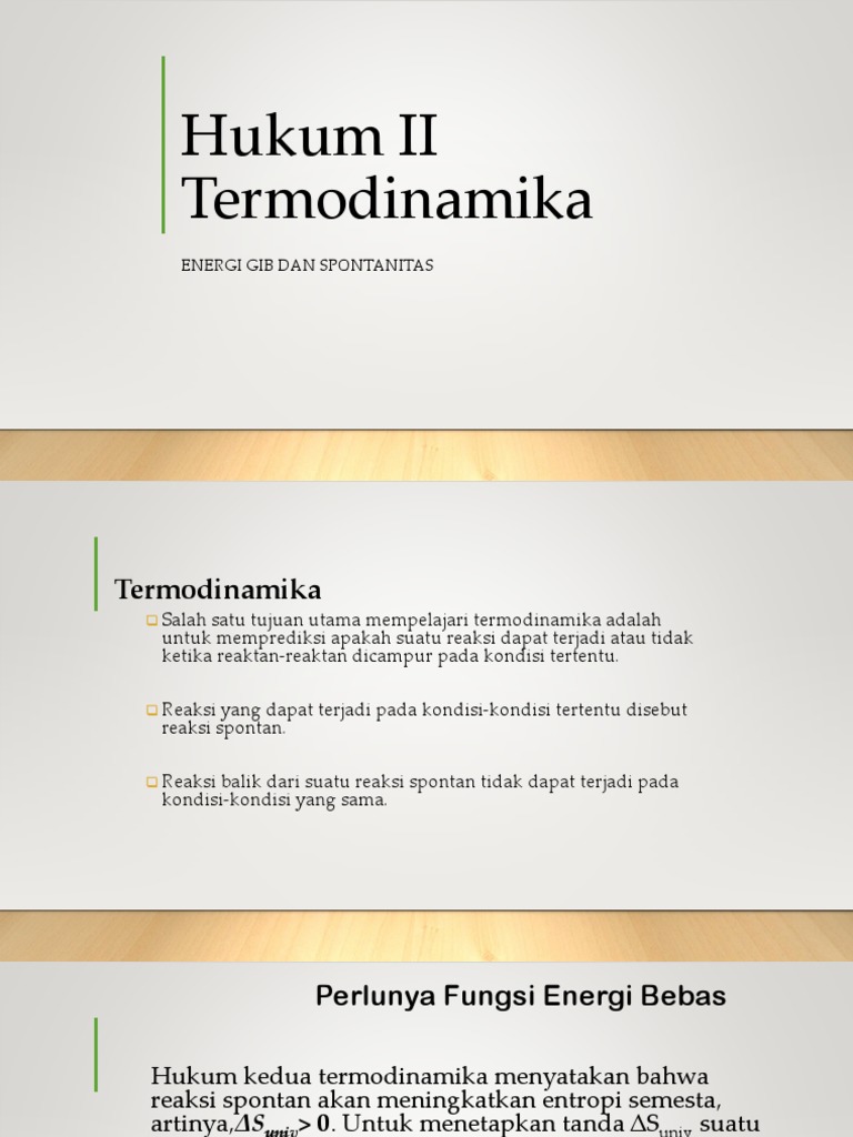 Hukum II Termodinamika Pertemuan Ke 7 | PDF
