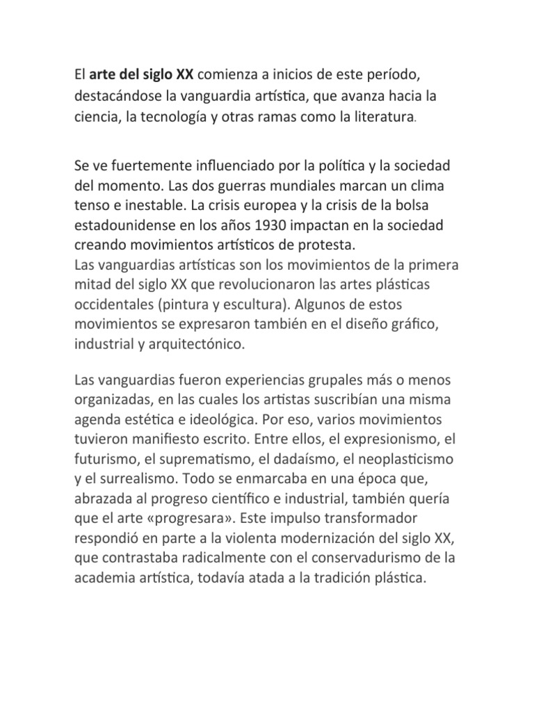Vanguardias del Arte del Siglo XX | PDF | Vanguardia | Las artes