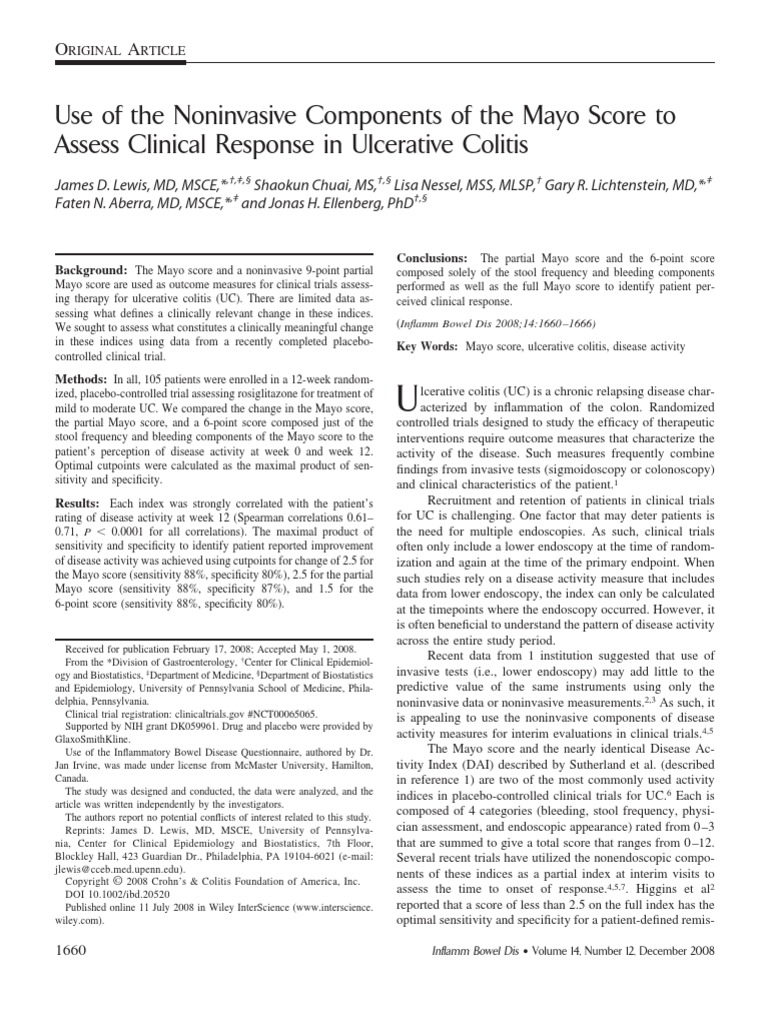 Mayo Score | Ulcerative Colitis | Clinical Trial
