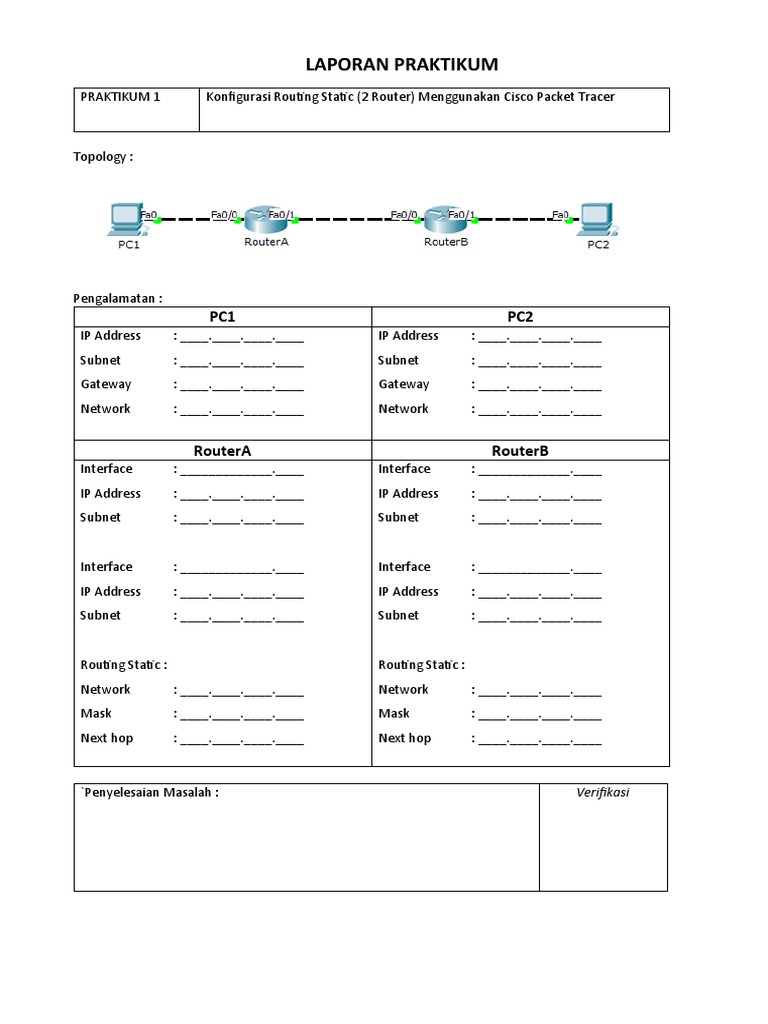 LP 1 (Routing Static 2 Router) | PDF | Teaching Methods & Materials