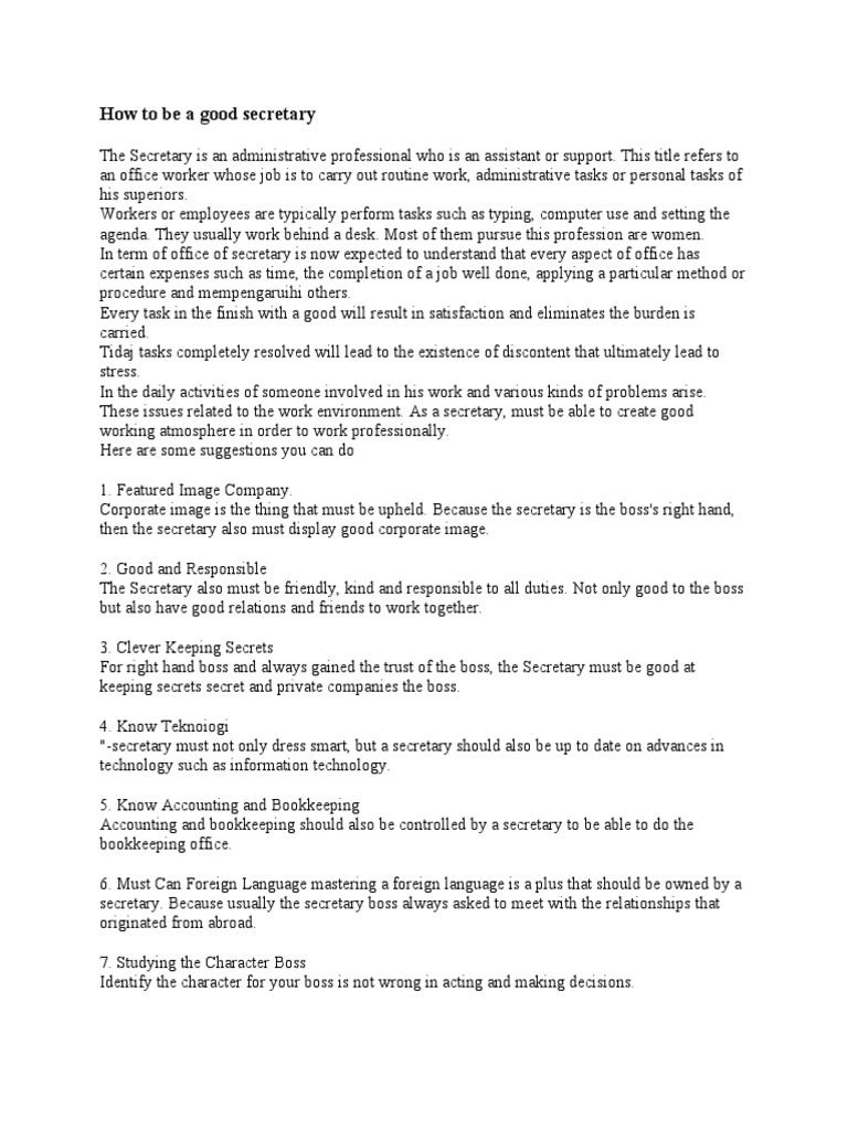 How To Be A Good Secretary | PDF | Secretary | Humour