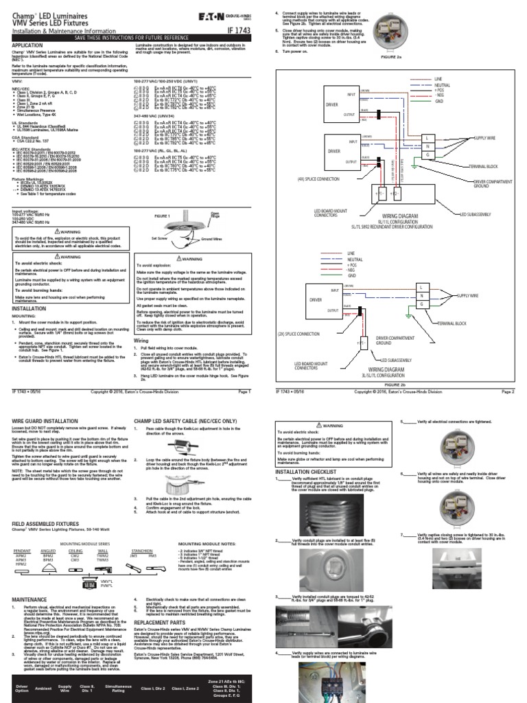 Crouse Hinds VMV11L UNV1 Installation Instructions Sheet | PDF ...
