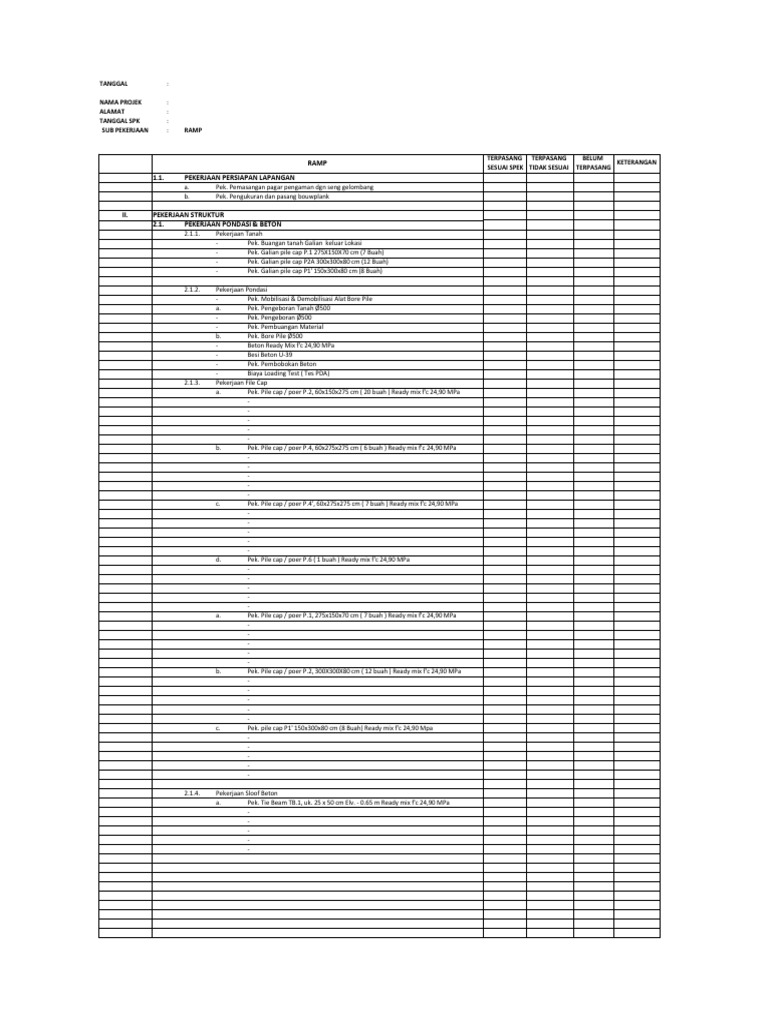 Detail Pekerjaan Ramp Beton | PDF