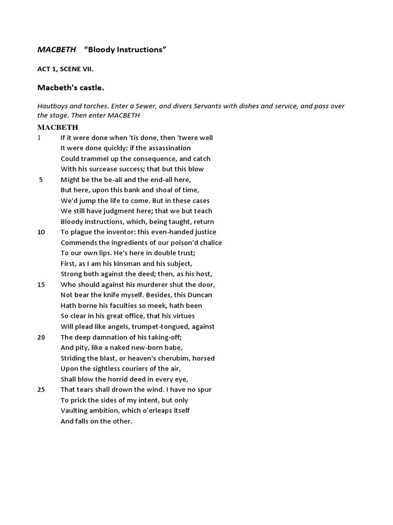 MACBETH Bloody Instructions | PDF | Macbeth