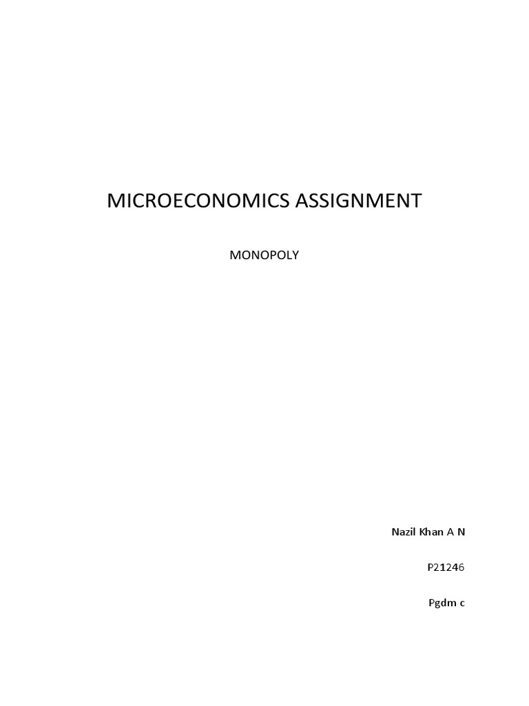 Microeconomics Assignment | PDF | Monopoly | Price Discrimination