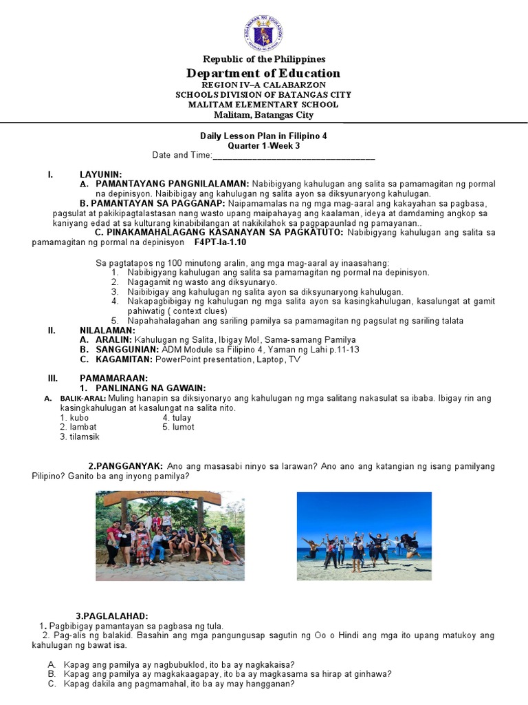 DLP - Q1 - W3 - Day 2 - FILIPINO 4 | PDF