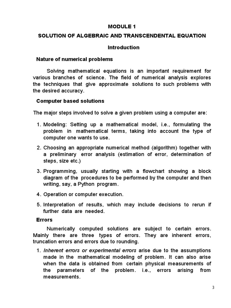 Module 1 (1,2,3) | Download Free PDF | Numerical Analysis | Equations