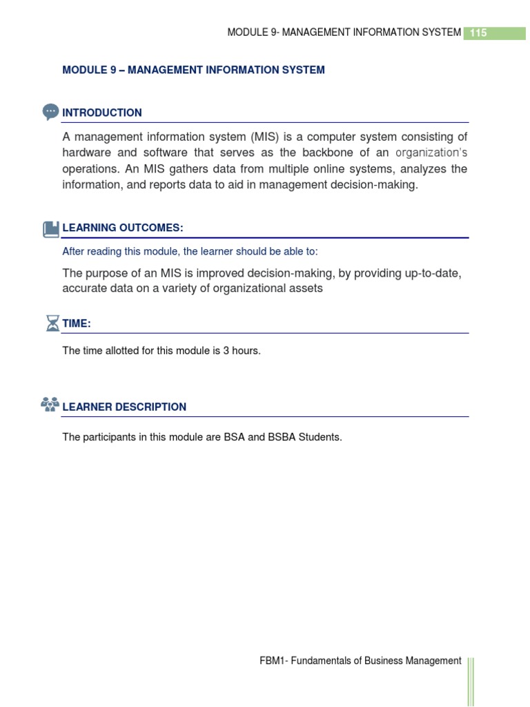 Module 9 - Management Information System | PDF | Information System | Management Information System