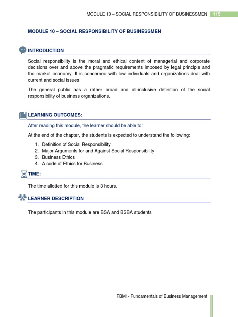 Module 10 Social - Responsibility | PDF | Business Ethics | Business