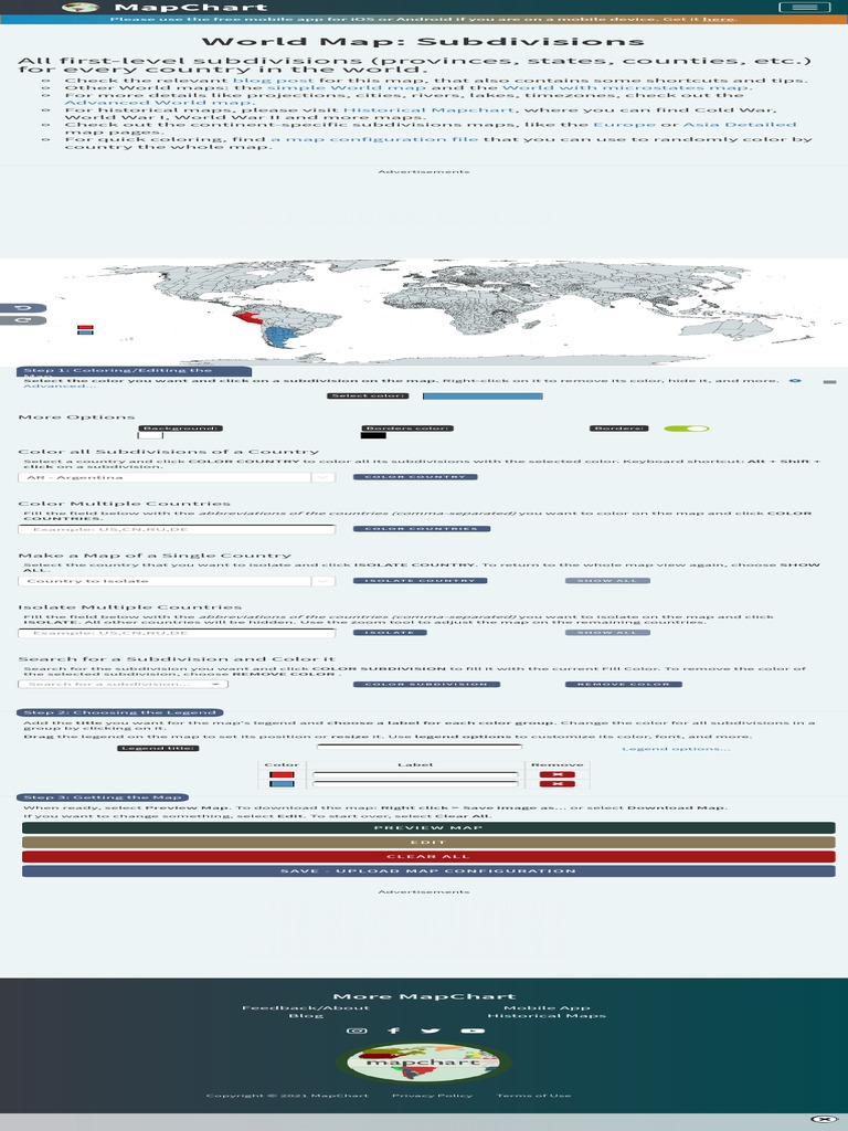 World Map - Subdivisions MapChart 2 | PDF | Computing | System Software