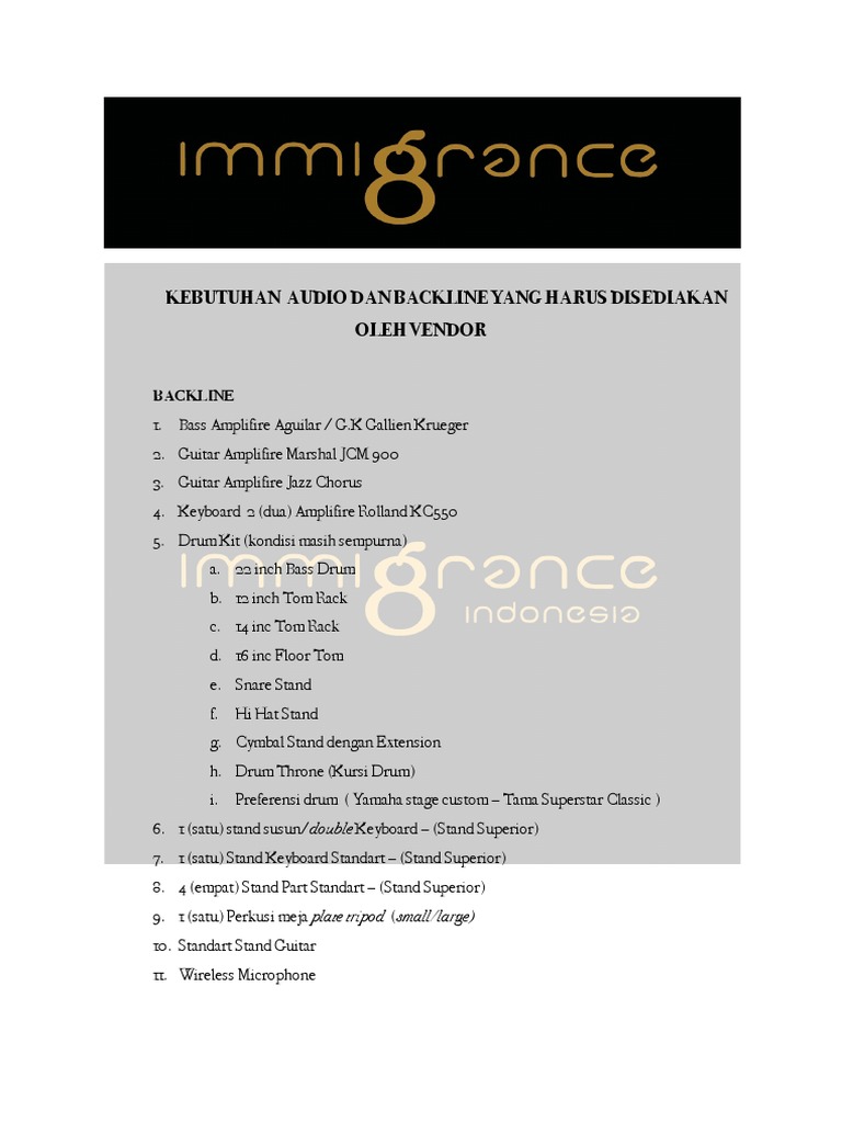 Kebutuhan Backline Channel List Immigrance New | PDF