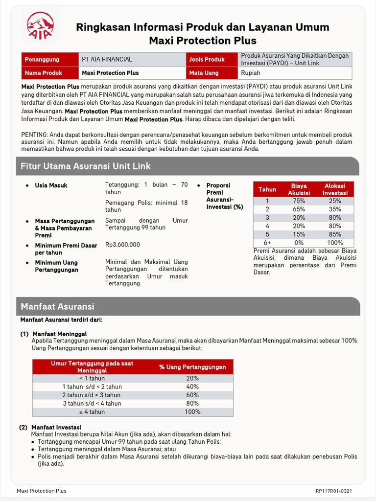 RIPLAY Umum - Maxi Protection Plus - RP117R01-0321 | PDF | Bisnis | Pengelolaan Keuangan & Uang