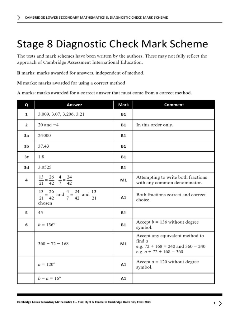 Ls Maths8 2ed TR Diagnostic Check Answers | PDF | Elementary Mathematics | Mathematics