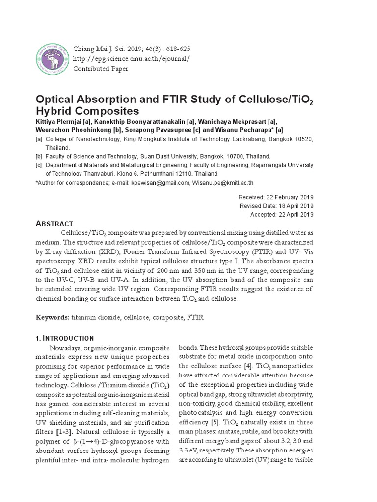 Cellulose/TiO2 Hybrid Composite Study | PDF | Titanium Dioxide ...