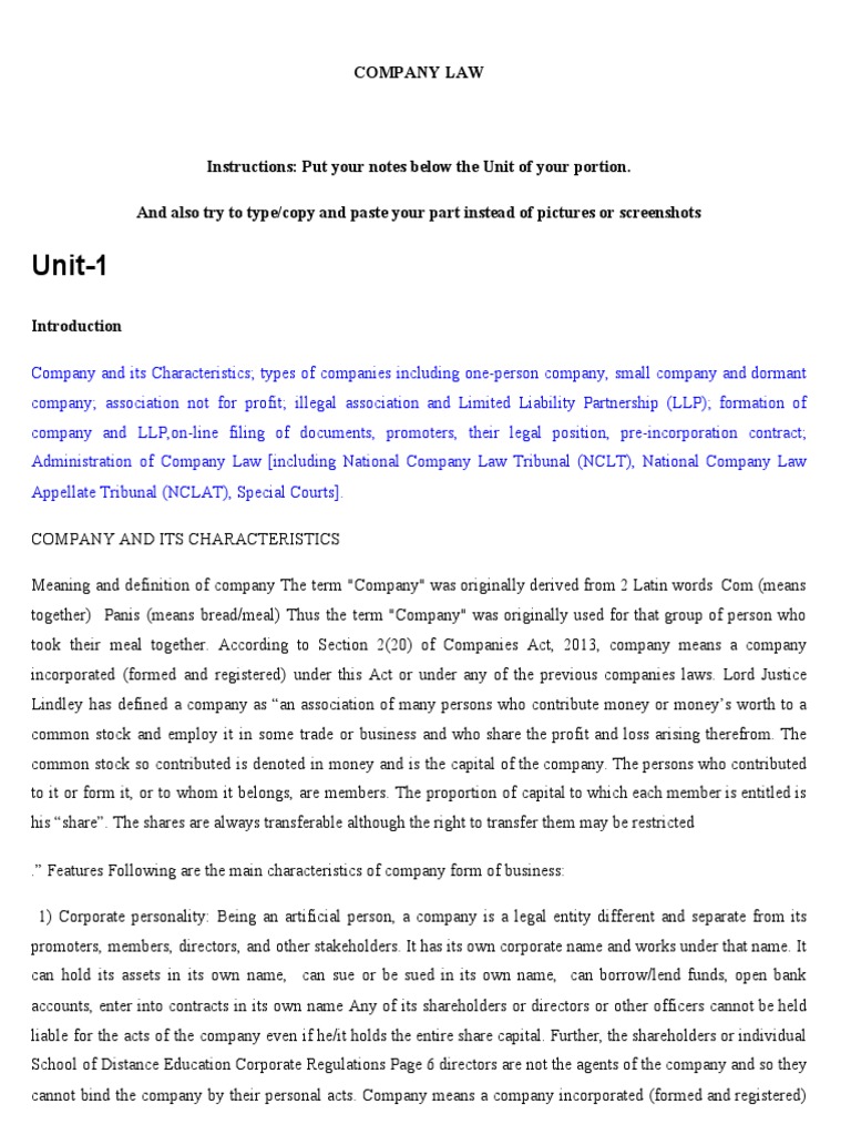 Company Law Notes | PDF | Law | Limited Liability Partnership