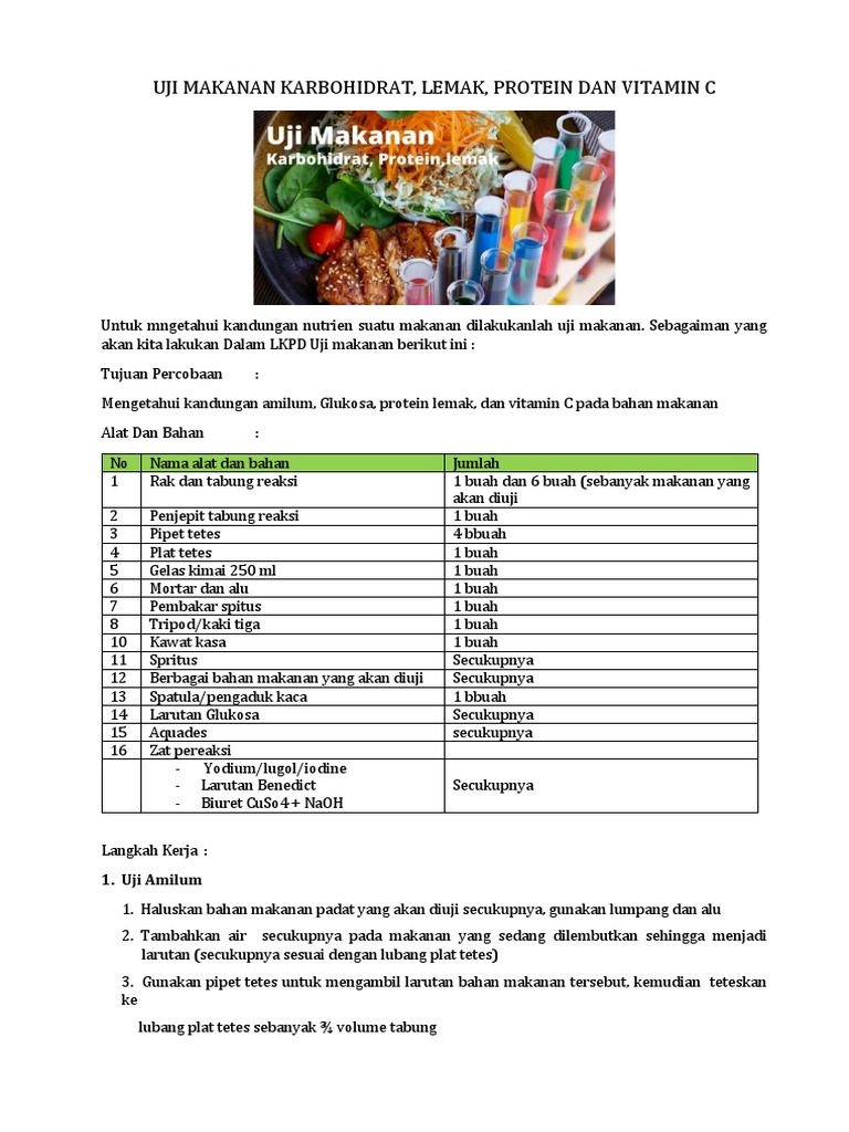 LKPD Uji Makanan Karbohidrat | PDF