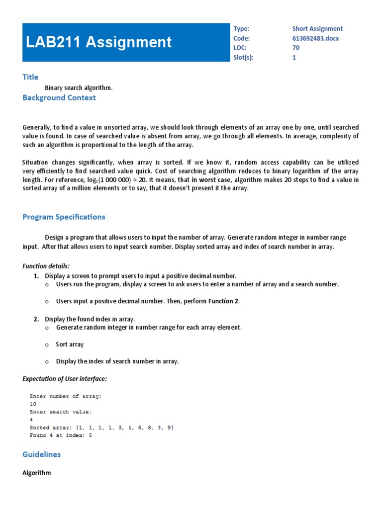 LAB211 Assignment: Title Background Context | PDF