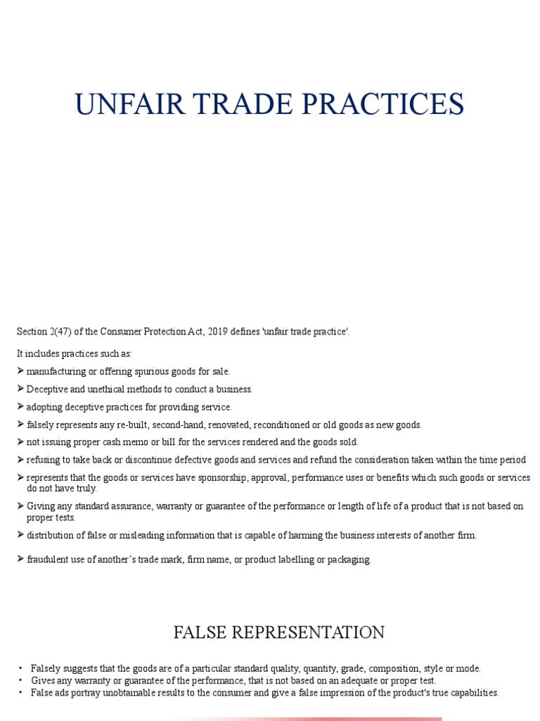 Unfair Trade Practices Business Law | PDF | Private Law | Business Law